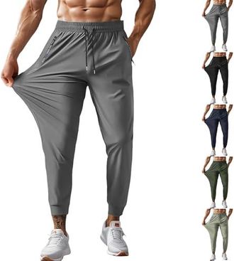 Generic Pantalon en soie glac&eacute;e pour homme, pantalon respirant pour homme, pantalon de course &agrave; pied l&eacute;ger avec poches et cordon de serrage, pantalon de rando