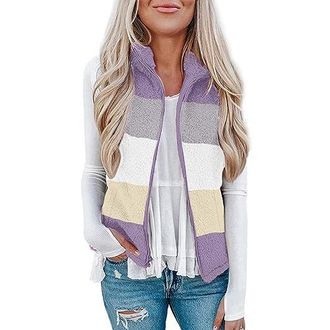 Generic Gilet Sans Manche Femme Gilet Femme D&eacute;contract&eacute; Quotidien Ville Grande Taille Blocs De Couleurs - Sweat Zipp&eacute; Chaud Et Tendance Pour Tous Les Jours
