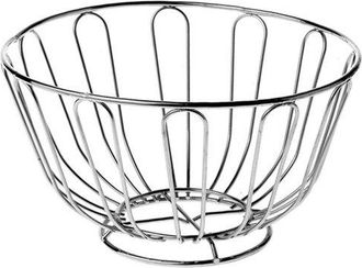 Premier Housewares Runder Obstkorb aus Drahtgeflecht, 24 cm, Chrom, chromdraht, Silber, 24x24x12