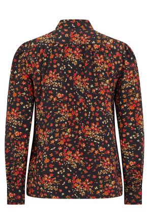 Gucci Womens Long Sleeve Silk Shirt Black-Red Blouses Black/red