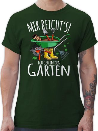 Shirtracer T-Shirt Herren - Hobby Outfit - Mir reichts ich GEH in den Garten - Gartenarbeit & G&auml;rtnern - wei&szlig; - M - Dunkelgr&uuml;n - Tshirt Spruch g&auml;rtner Shirt spr&uuml;