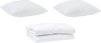 vidaXL Bettdeckenset mit Kissen 3 pcs Weiß 240 x 200 cm Mikrofaser Vidaxl