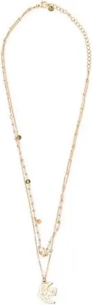 Au Printemps Paris Collier double avec pendentif oiseau