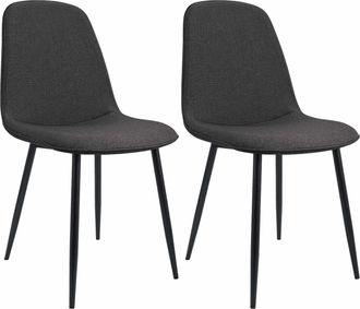 Clp Esszimmerstuhl 2er Set gepolstert Maryam, Küchenstuhl mit Rückenlehne und schwarzem Metallgestell, bis 150 kg belastbar, Farbe:dunkelgrau, Material:St