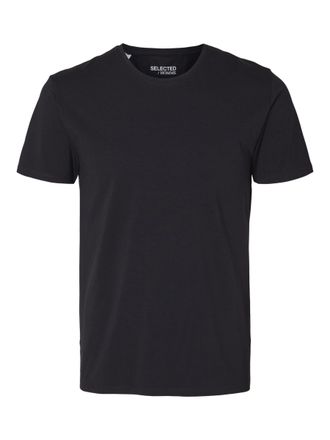 Selected Herren Selected Basic T-Shirt | Einfarbiges Rundhals Kurzarm Shirt SLHNEWPIMA | Jersey Stretch Baumwolle, Farben:Schwarz, Größe:XXL