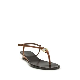 Giuseppe Zanotti Womens Brown Calf Leather Bos Taurus Wedge Sandals