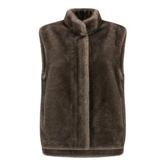 Lou Andr&eacute;a Mink Effect Faux Fur Weste - - Jackets - Damen - Braun - XS