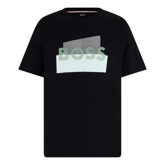 HUGO BOSS Homme, Tops, Noir, Taille: XS T-shirt en coton avec imprim&eacute;