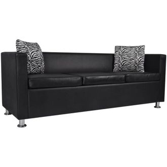 vidaXL Sofa 3-Sitzer Kunstleder Schwarz - Vidaxl
