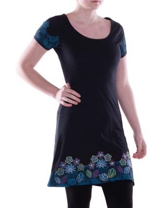 vishes Sommerkleid Damen A-Linie Kleid Baumwolle Blumen-Muster mit Stickerei Alternative Bekleidung, Ethno, Hippie, Retro Style