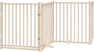 vidaXL Hundegitter mit T&uuml;r Faltbar 4 Paneele 320 cm Massivholz Tanne vidaXL