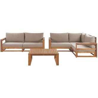 Beliani Lounge Set mit Tisch 4-Sitzer TIMOR modular zertifiziertes Akazienholz Hellbraun