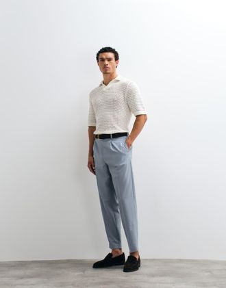 Asos Pantalon ajust&eacute; d&eacute;contract&eacute; fusel&eacute; 100 % laine de qualit&eacute; sup&eacute;rieure - Bleu cendr&eacute;