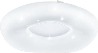 Eglo LED Deckenleuchte Zamudilo, 1 flammige Deckenlampe mit Kristall-Effekt aus Stahl, Kunststoff, Weiß, Nickel-Matt, mit Fernbedienung, Farbtemperaturwech