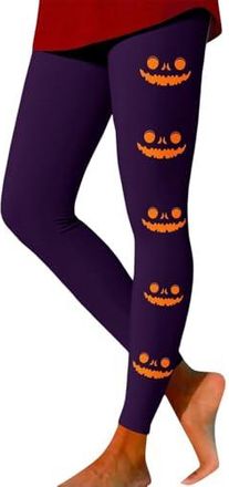 Generic Legging de sport 2026 pour femme - Imprim&eacute; Halloween - Taille haute - Pantalon de yoga - Compression pour le fitness et la course &agrave; pied, violet, M