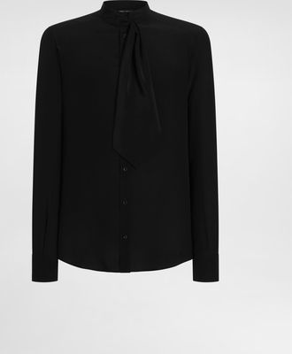 Dolce & Gabbana Cr&ecirc;pe De Chine Martini Shirt - Mann Hemden Schwarz 43