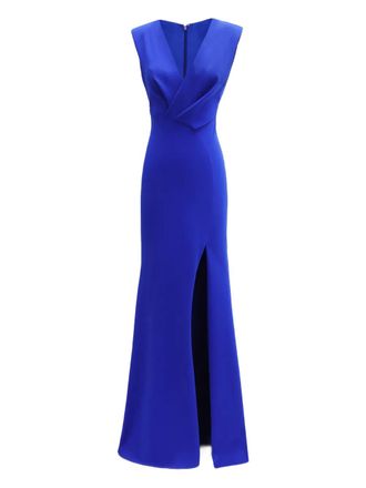 Gemy Maalouf robe longue &agrave; taille asym&eacute;trique - Bleu