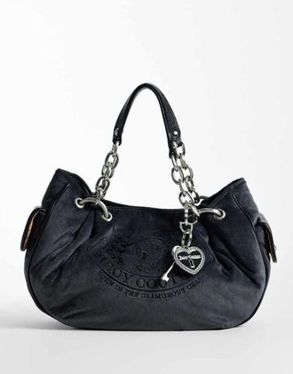 Juicy Couture Logo Daydreamer medium Schultertasche mit zwei Henkeln in Grau