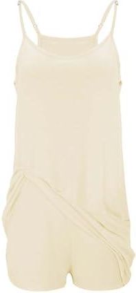 Generic Salopette extensible &agrave; bretelles spaghetti pour femme - Combinaison de travail courte pour femme - Taille 42 - Combinaison de sortie - Combinaison tai