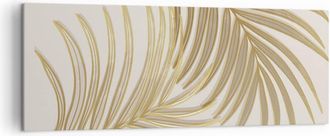 Arttor Panorama Bilder auf Leinwand Golden Bl&auml;tter Palmen Leinwandbild 140x50cm Wandbilder Dekoration Wohnzimmer Schlafzimmer K&uuml;che Gro&szlig; XXL Wanddeko Bild Wa