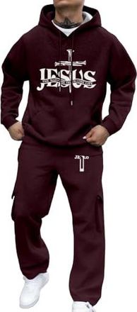 Generic Surv&ecirc;tement pour homme avec imprim&eacute; lettres, sweat &agrave; capuche, jambes droites, pantalon de surv&ecirc;tement ample avec poche droite, ensemble de surv&ecirc;tement