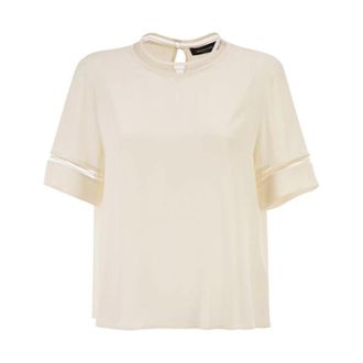 Fabiana Filippi Sheer Sleeve Mock Neck Top - - Blouses & Shirts - Damen - Beige - S