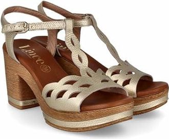 Lince Lince Sandales Tacon Comodo | Semelle en caoutchouc | Semelle intérieure en gel | V50852 | Fabriquées en Espagne, Platine, 37 EU