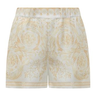 Versace Femme, Shorts, Multicolore, Taille: 40 FR Short imprim&eacute; en twill de soie