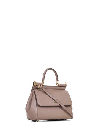 Dolce & Gabbana Womens Handbag Medium Sicily Dauphine Leather Mud Calf Handbags Hand Bags