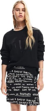 Desigual Jupe tissée pour Femme, Noir, Taille