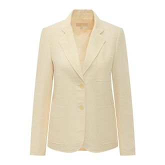Michael Kors Leinen- und Baumwollblazer mit aufgesetzten Taschen - - Jackets - Damen - Gelb - 2XS