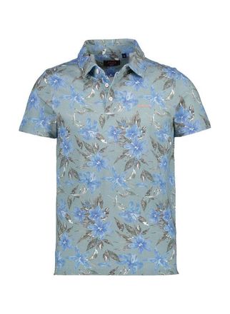 N.Z.A. Herren Polo-Shirt blau gebl&uuml;mt