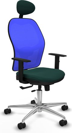 Piqueras y Crespo B&uuml;rostuhl mit 1D-Armen, h&ouml;henverstellbare Lendenwirbelst&uuml;tze und festes Kopfteil, ausgestattet mit Syncro/Traslack und injiziertem Schaumstoff, Blau/F