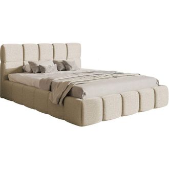 Selsey Selsey CLOUDY - Bett mit Polsterrahmen, Chenille-Bezug in Hellbeige, 180 cm
