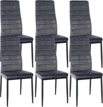 Clp Ensemble de 6 chaises de restauration Grey Mayfair, Velvet