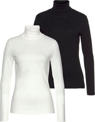 Flashlights Rollkragenshirt (2er-Pack) Langarm, sehr figurbetont, aus Feinrippstoff, aus 100% Baumwolle