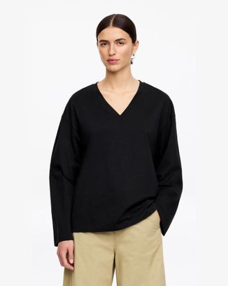 Arket T-Shirt Mit V-Ausschnitt -Schwarz