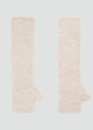 Mango Mitaines longues en maille &eacute;cru - Femme - Taille unique - MANGO
