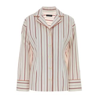 Dolce & Gabbana Femme, Blouses et Chemises, Blanc, Taille: 38 FR Chemise Popeline Ray&eacute;e