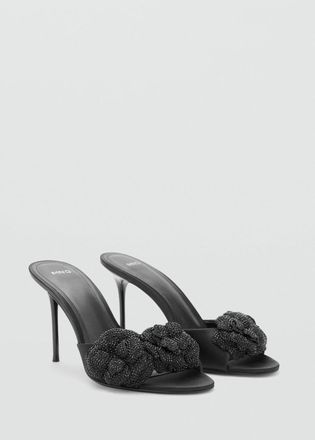 Mango Sandales brides fleur noir - Femme - 35 - MANGO