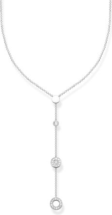 Thomas Sabo Thomas Sabo Damen Kette Kreise mit weißen Steinen Silber, aus 925er Sterlingsilber in angesagter Y-Form, Länge 45cm, KE1879-051-14-L45v