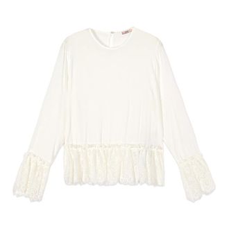 Oltre Viskose-Bluse mit Spitzendetails - - Blouses & Shirts - Damen - Wei&szlig; - XS