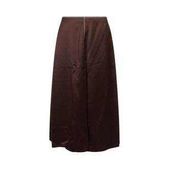 Marni Jupe midi en satin &agrave; surpiq&ucirc;res contrastantes - Femme - Jupes - Brun - Taille: 38 FR