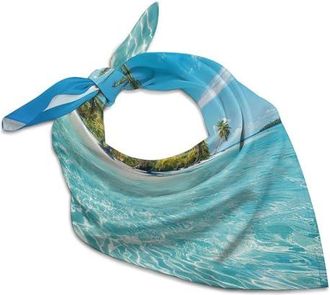 Generic Écharpe carrée en soie légère pour la plage - Écharpe hawaïenne pour cheveux - Respirant - Cadeau pour femme et homme, multicolore, 60x60cm