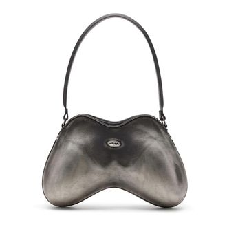 Diesel Metall Oval-D Logo Schultertasche - - Bags - Damen - Grau - ONE SIZE