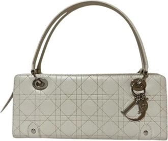 Dior Pre-owned Lady Dior Sac &agrave; main en cuir - Femme - Pre-owned - Blanc - Taille: ONE Size