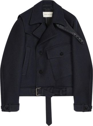 Dries Van Noten manteau croisé à taille ceinturée - Noir