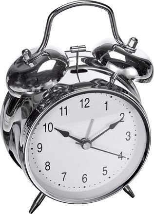 TFA Dostmann Analoger Doppelglocken-Wecker, lauter Alarmton, 98.1043, im Retro Design, Nostalgie Metall Silber