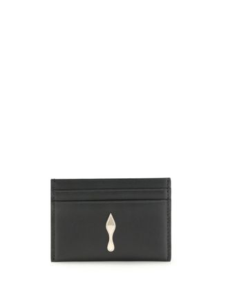 Christian Louboutin Womens Bettina Card Holder Black And Gold Black-Gold Calf Leather Bos Taurus Wallets & Purses Black/gold