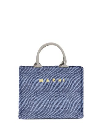Marni Womens Tote Bag Vivid Blue Fabric Shoulder